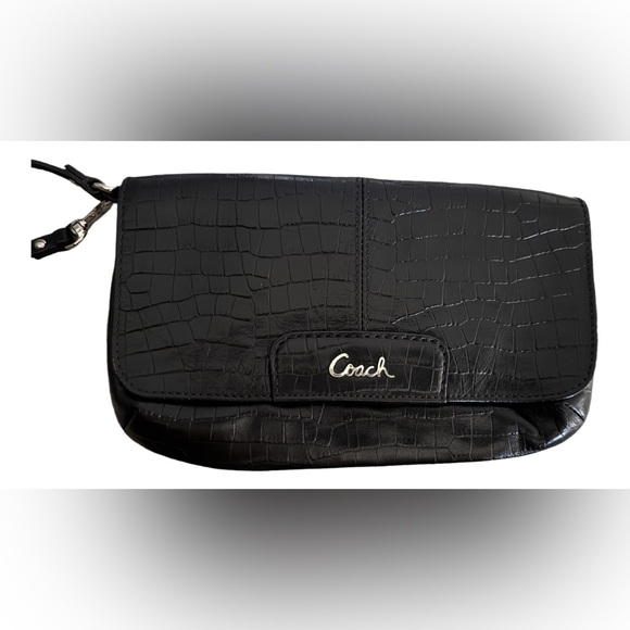 Coach | Bags | Coach Black Croc Embossed Clutch | Poshmark